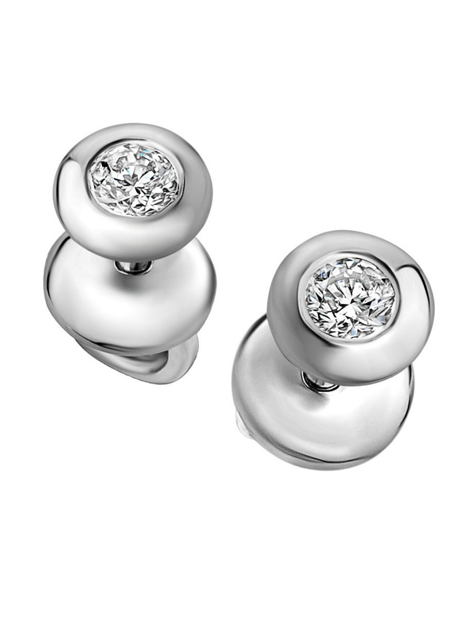 Серьги пусеты, белое золото, 585 проба, бриллиант