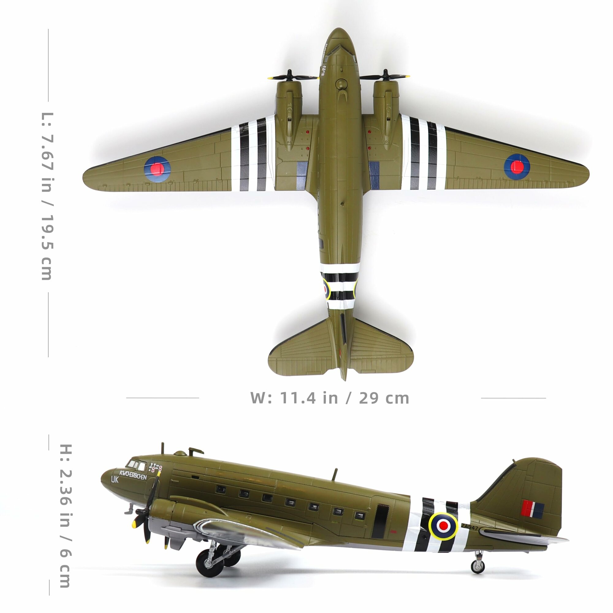 Douglas C-47 Skytrain 1/100 металлическая модель самолета, литая под давлением, ww UK C47 Dakota MK III ZA947, военные подарки, транспортная для коллекции взрослых