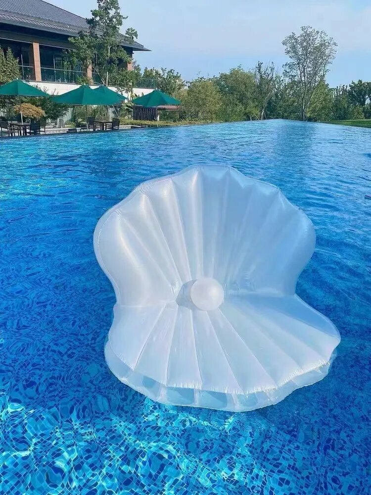 Новая плавающая жемчужная веерообразная водная надувная плавающая кровать в форме ракушки