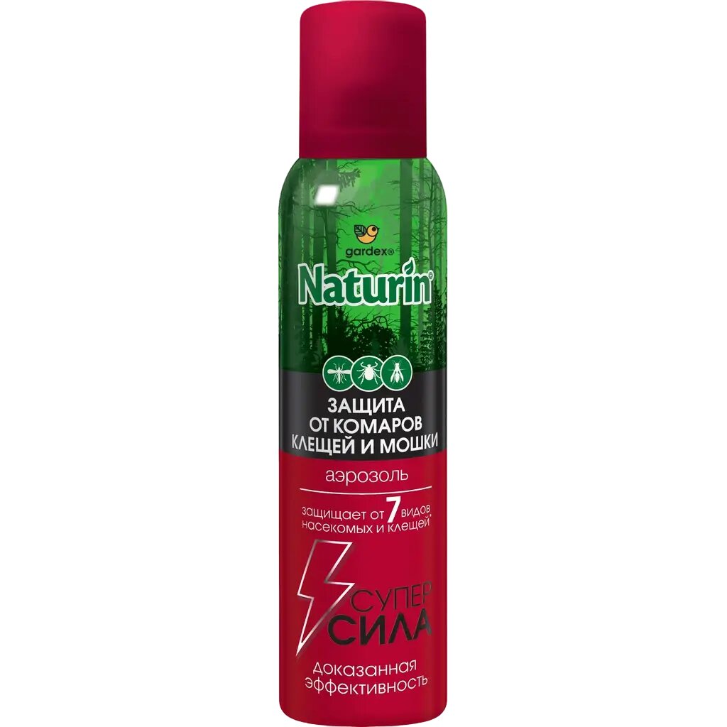 Gardex Naturin Супер Сила 3в1 Аэрозоль от комаров, клещей и мошки 150мл