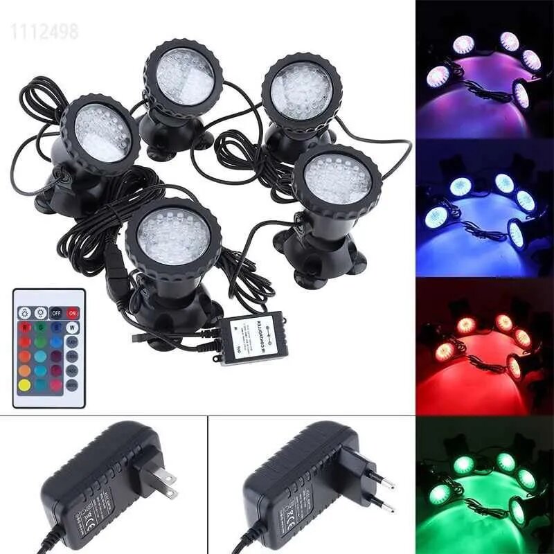5 x меняющие цвет прожекторы для пруда IP68 RGB 36LEDs с регулируемой яркостью для сада газона дерева флага фонтана