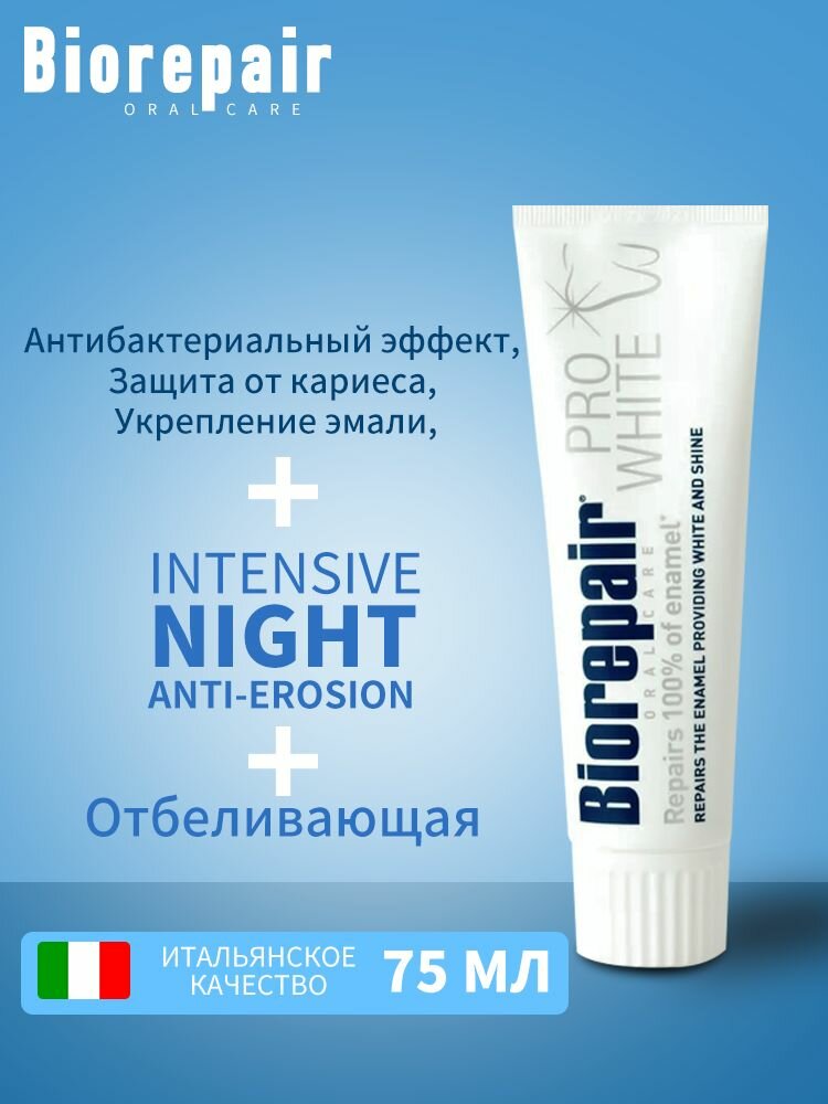 Зубная паста Biorepair Pro White поддерживающая белизну, 75 мл
