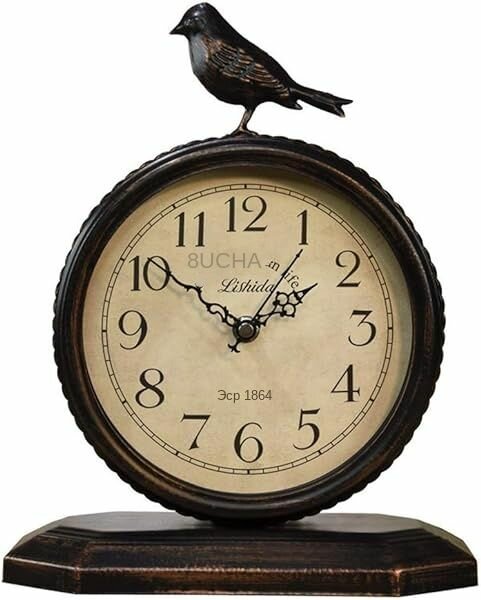 Раритетные настольные часы из металла с птицей, винтажный декор для коттеджа/европейские кованые металлические