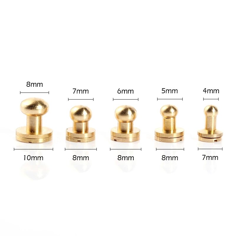 WUTA 10 шт, латунные заклепки для ремня 7X4mm, brass