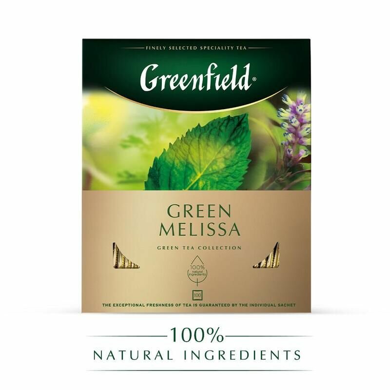 Чай Greenfield Green Melissa зеленый 100 пакетиков