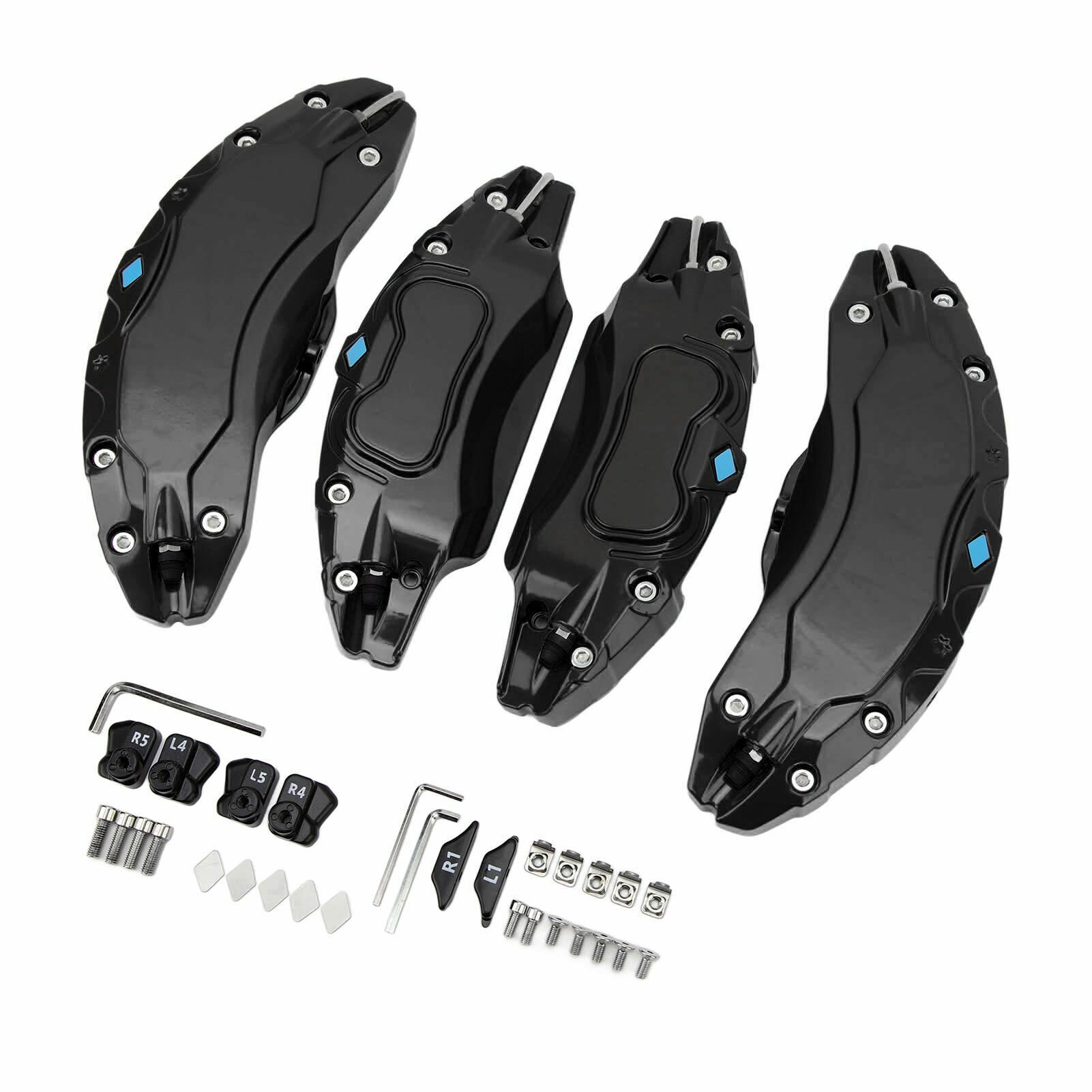 Комплект из 4-х алюминиевых накладок на тормозной суппорт для Tesla Model Y 2020-2023, 19-20 дюймов, черный