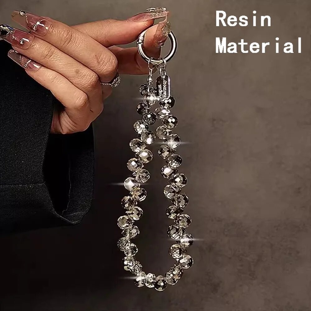 Блестящий хрустальный кулон из бисера, съемный красочный брелок из хрустальных бусин, прозрачный ремешок для телефона для женщин и девочек
