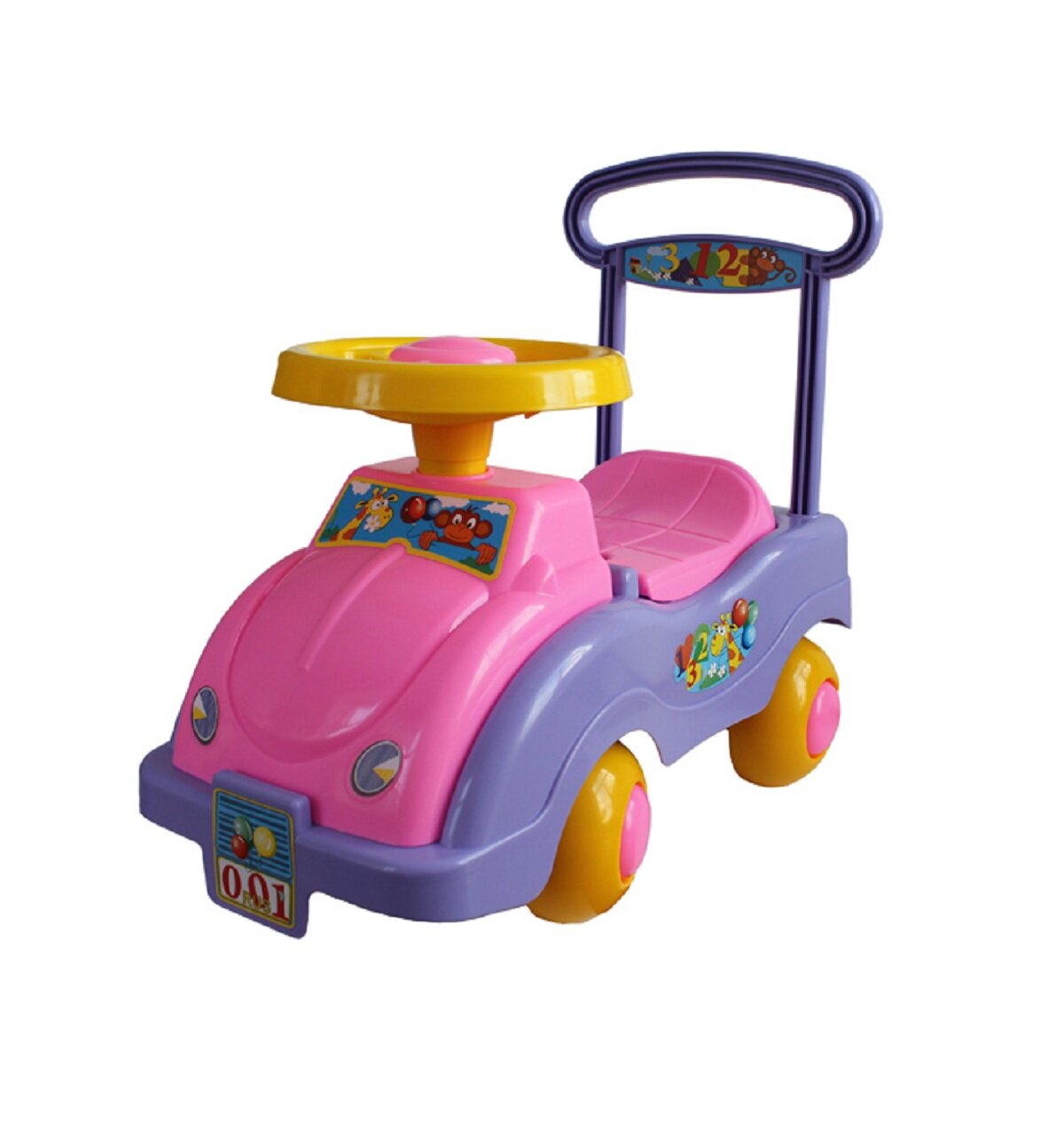 Автомобиль-каталка СТРОМ, для девочек, пластик, 4 колеса, сиденье со спинкой, розовая