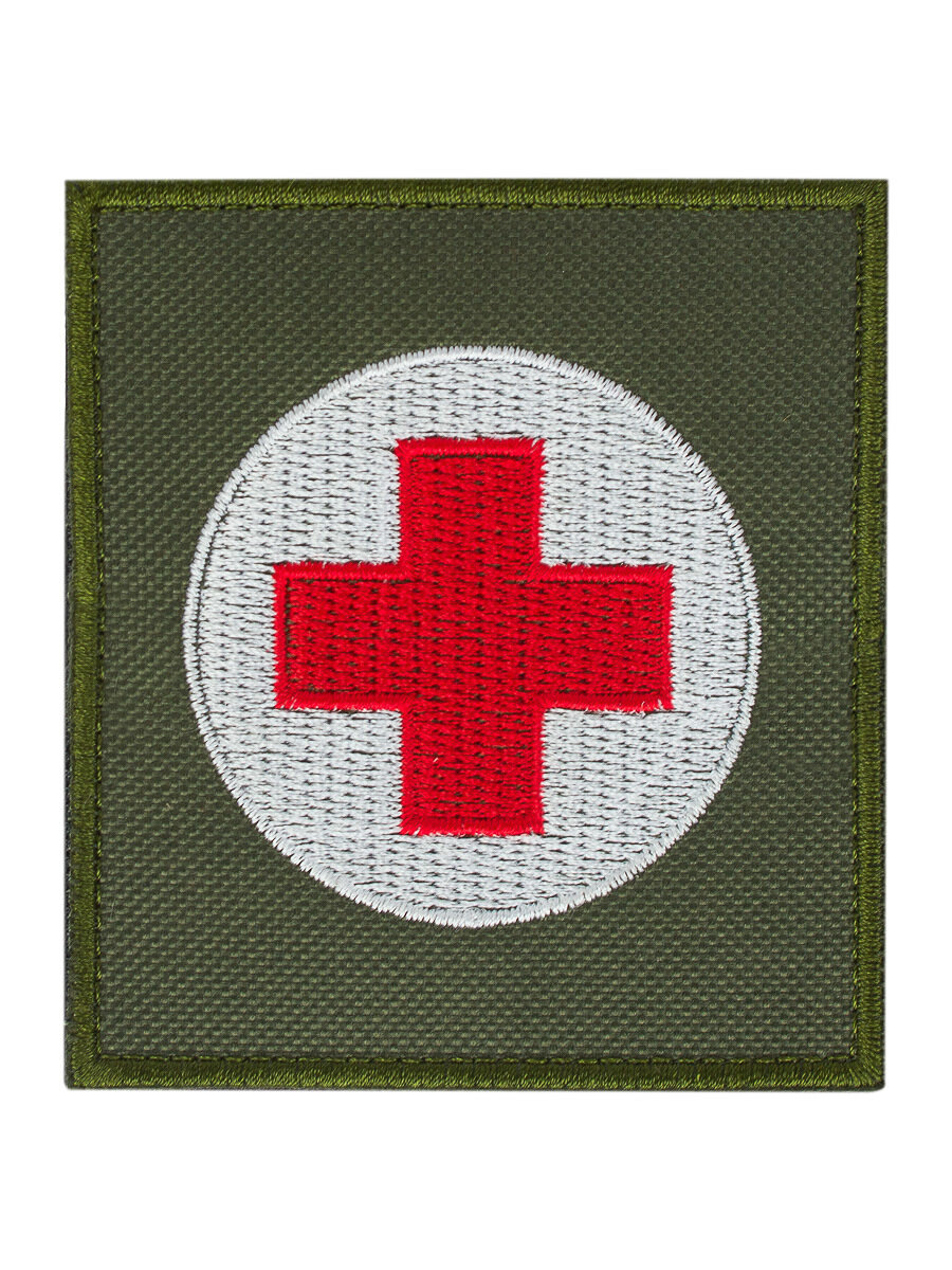 Шеврон медицинский крест скорой помощи на липучке олива 8х9 см
