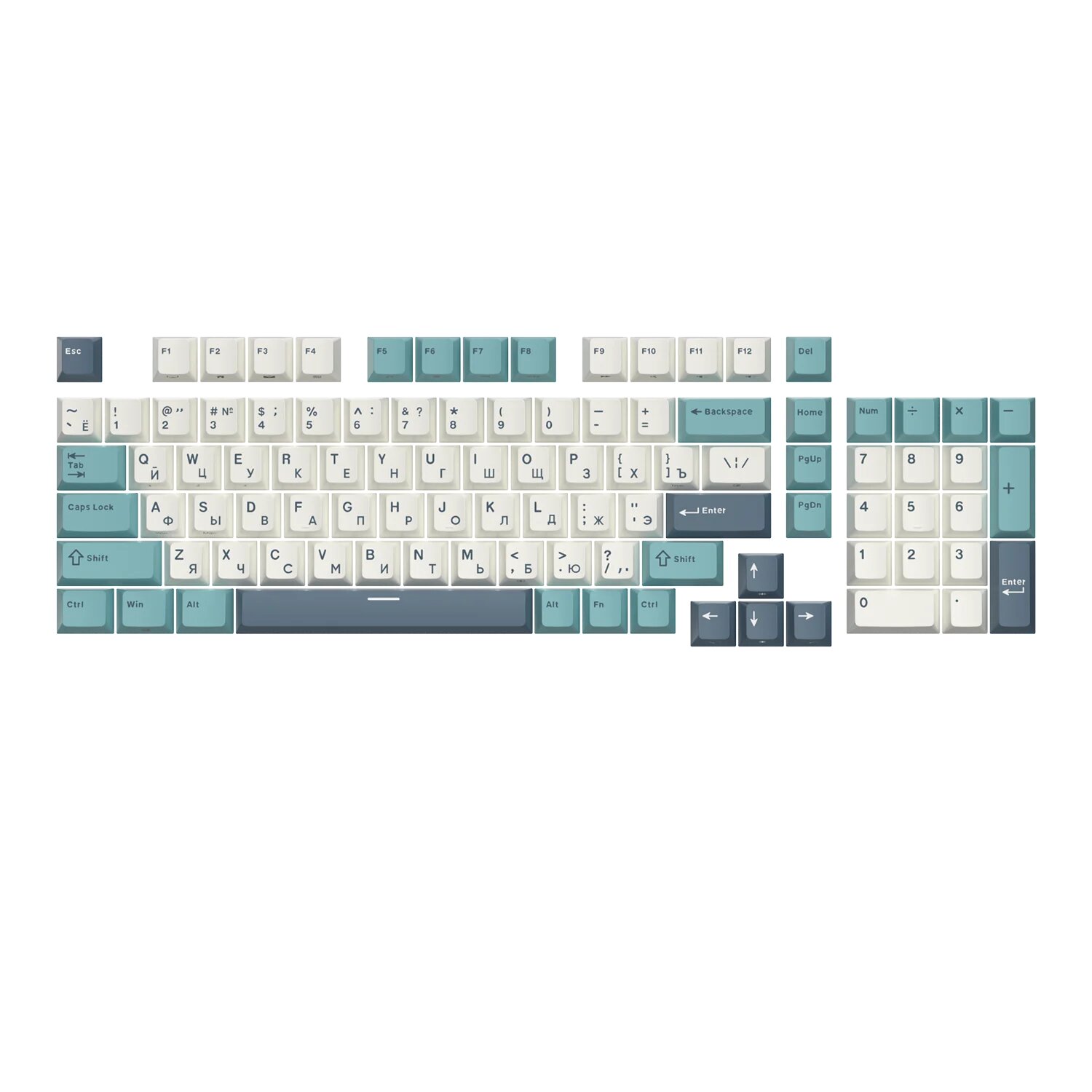 RK ROYAL KLUDGE PBT Colorblock Колпачки для клавиш 98 клавиш Russian Light Cloud
