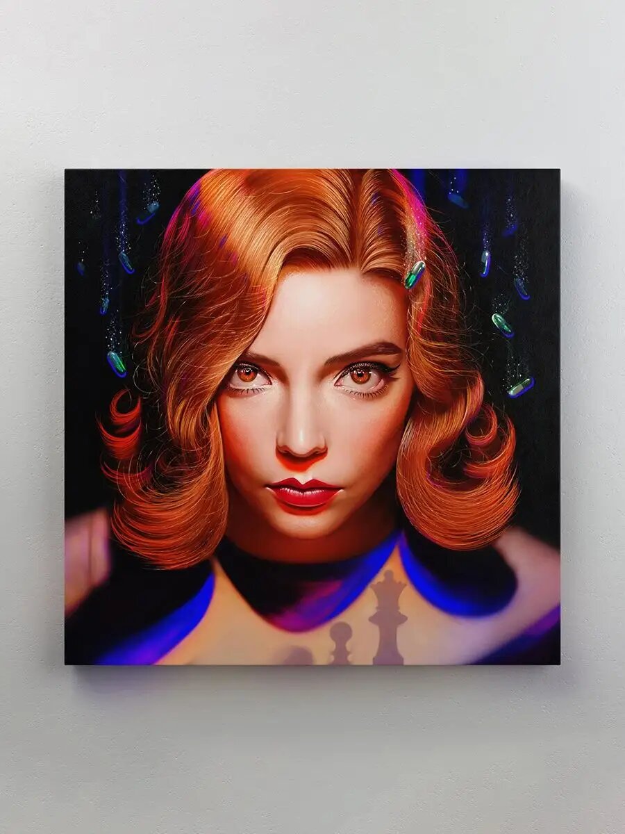 Интерьерная картина на холсте "Ход королевы - Аня Тейлор Джой" размер 35x35 см