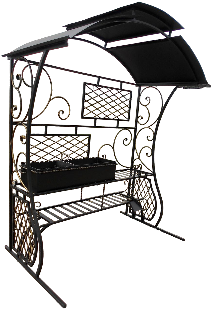 Мангал с крышей, с навесом, для дачи и дома, ручная работа с элементами ковки Модерн-2