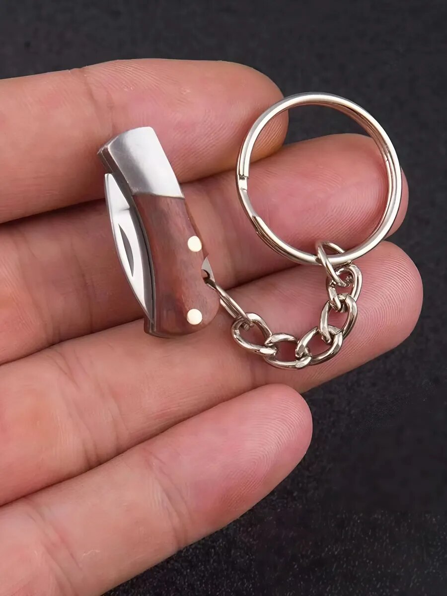 Мини нож брелок коричневый