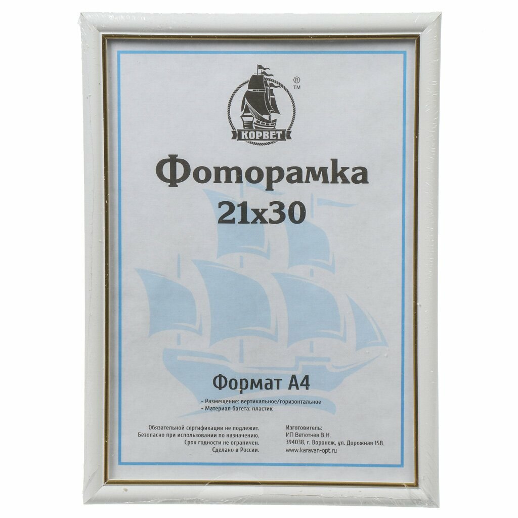 Фоторамка 21х30 см А4 пластиковая, рамка для фото со стеклом