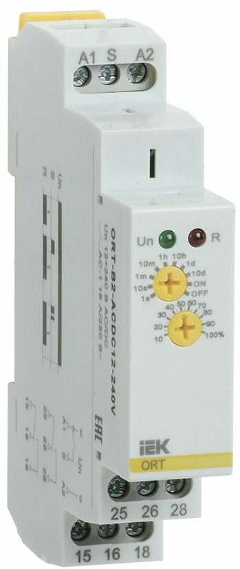 IEK ONI Реле задержки выключения ORT 2 контакта 12-240 В AС/DC, ORT-B2-ACDC12-240V