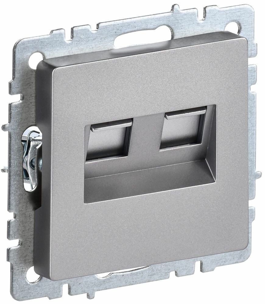 IEK BRITE BAСталь Розетка комп. 2-ая RJ45 кат.6 РК11-2-БрС, BR-K20-2-K46