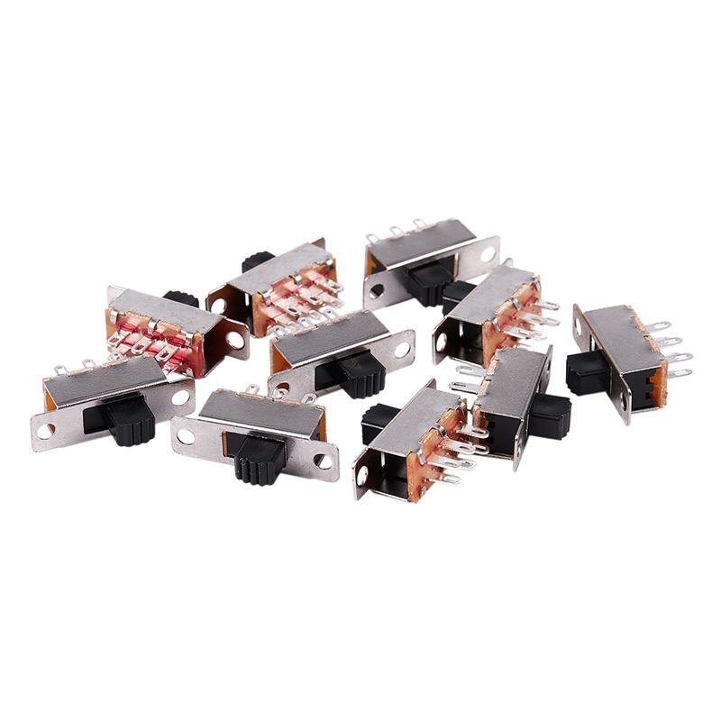 10 шт. 2-позиционный DPDT 2P2T панельный вертикальный ползунковый переключатель 6 контактов 0,5 А 50 В постоянного тока