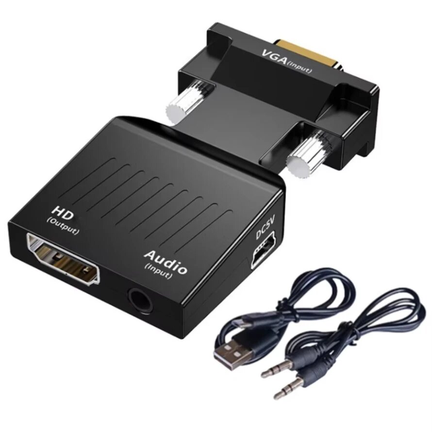 Конвертер, совместимый с VGA в HDMI, 1080P «папа-мама» с аудио адаптером, совместимым с VGA в HDMI для ПК, ноутбука, HD-телевизора, проектора