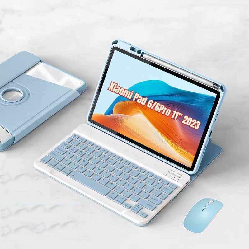 Вращающийся на 360 чехол-клавиатура для Xiaomi Pad 6/6Pro 11 2023 с мышью