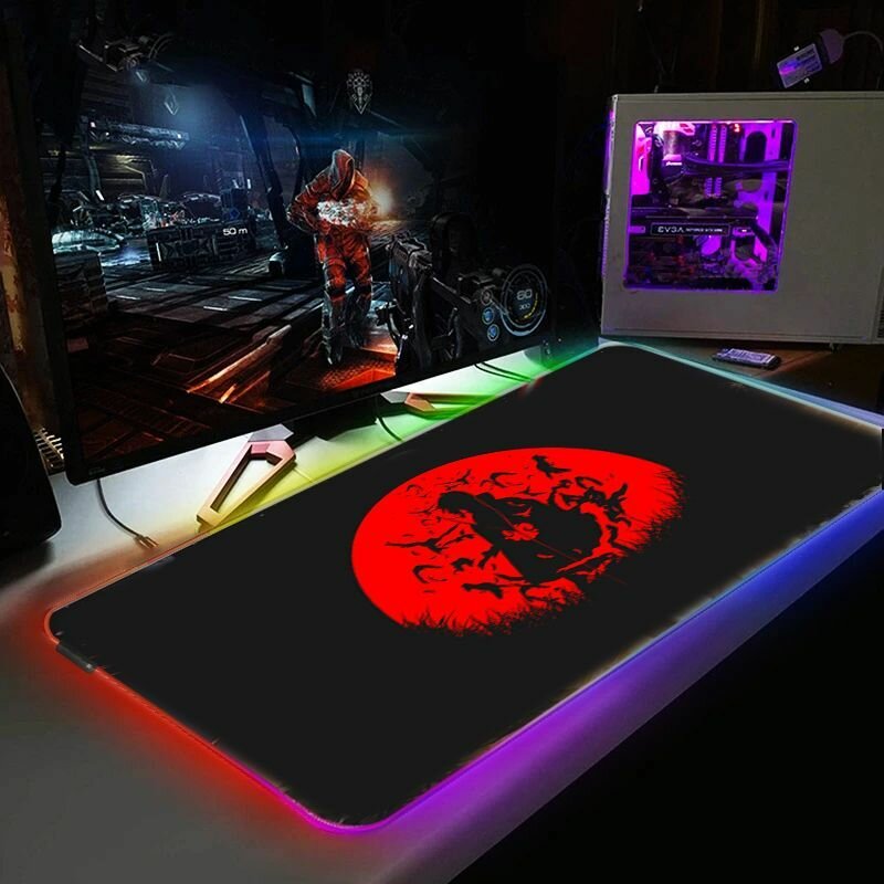 RGB Naruto большой коврик для мыши ковер с подсветкой 800x300 мм Xxl настольный коврик для клавиатуры