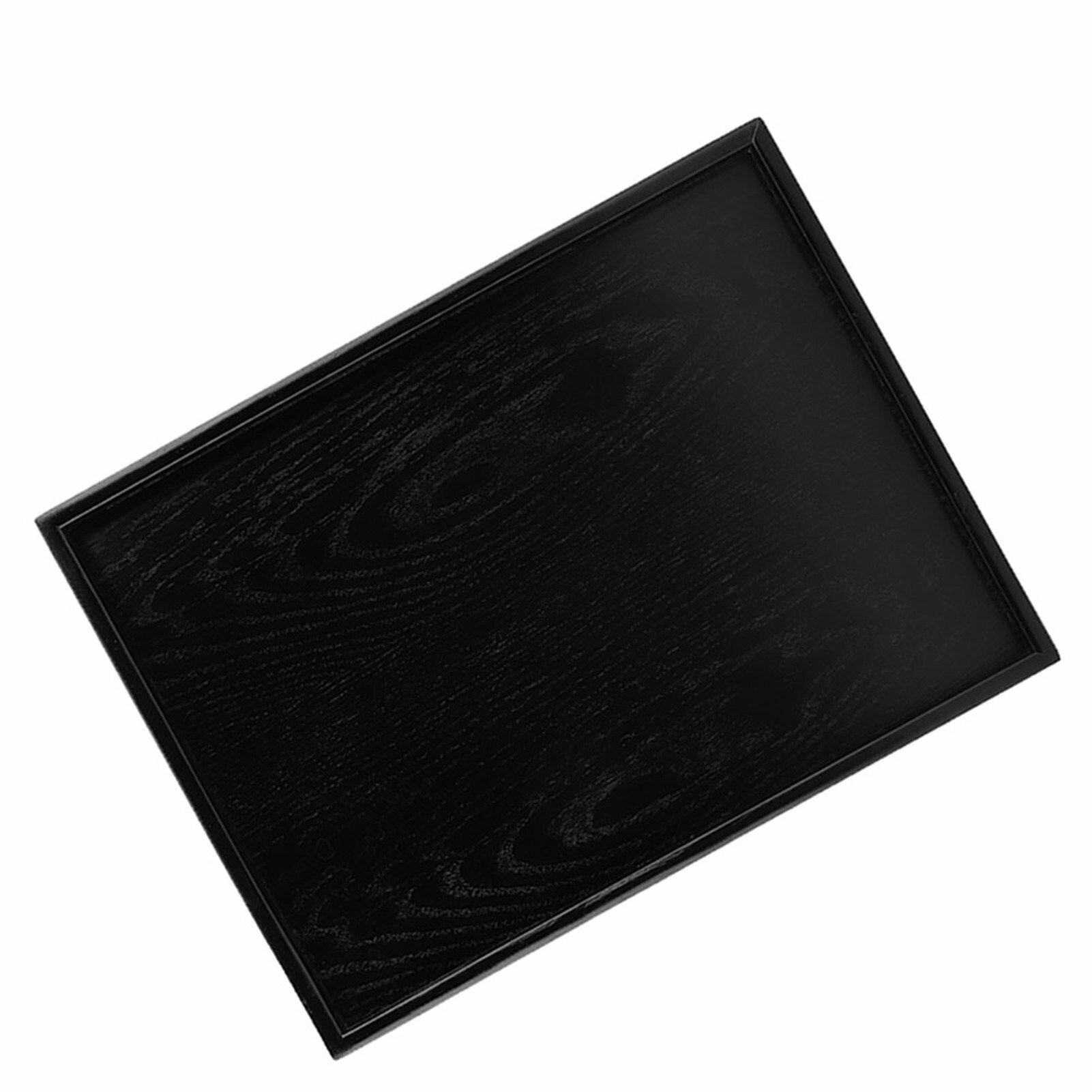 Чайный поднос из массива дерева, прямоугольной формы, для кофе и еды, черный