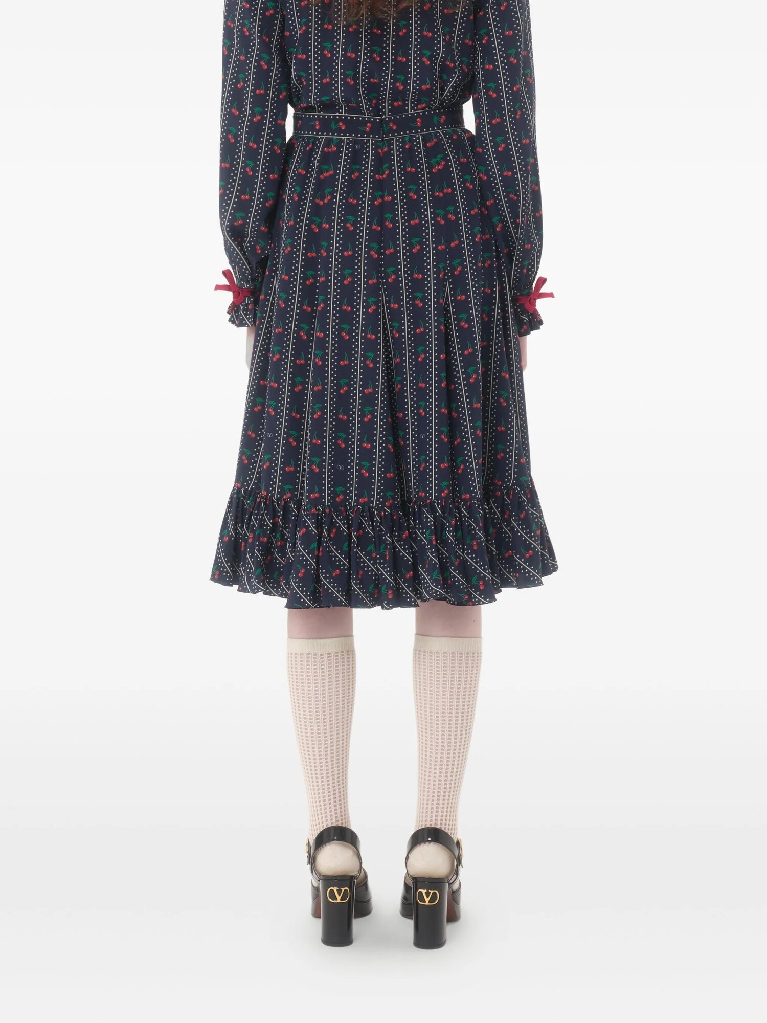 Юбка Valentino Crepe de Chine Midi, размер 40 IT, синий — фото 1