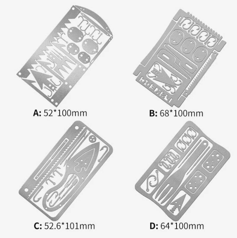 Многофункциональная карта-инструмент RPXBGUCKARHG 18 в 1 1 set Silver