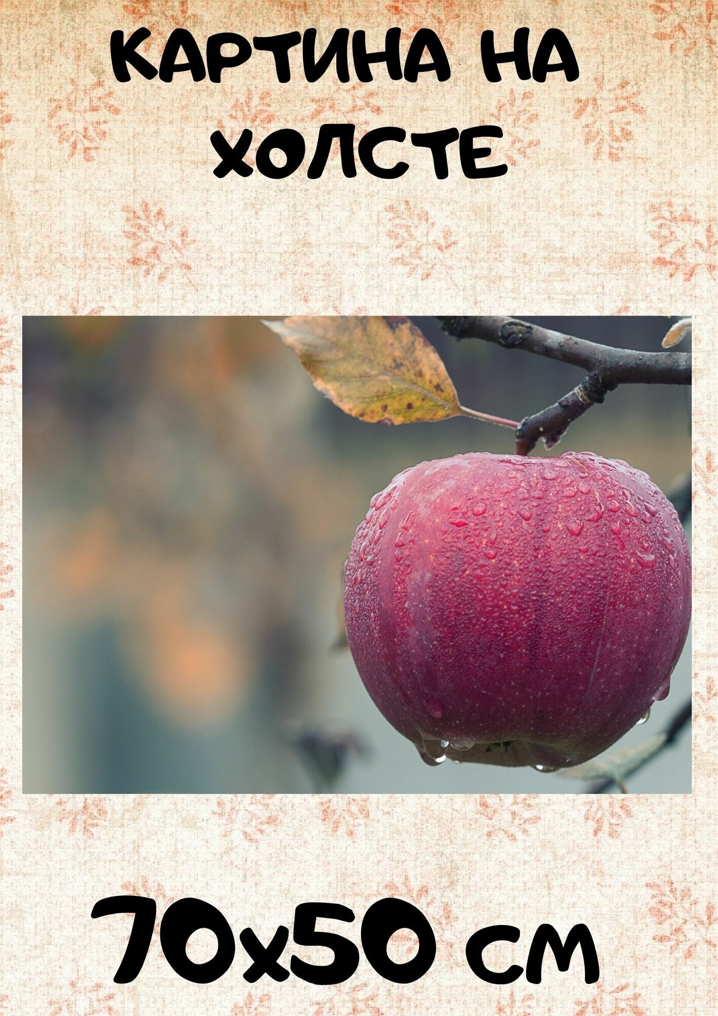 Картина с сочными яблоками для интерьера кухни / Фотокартина яблоко