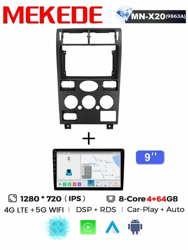 Магнитола 9" Mekede MN X20 Pro 4/64 Gb Ford Mondeo 3 2000-2007 F1 carplay