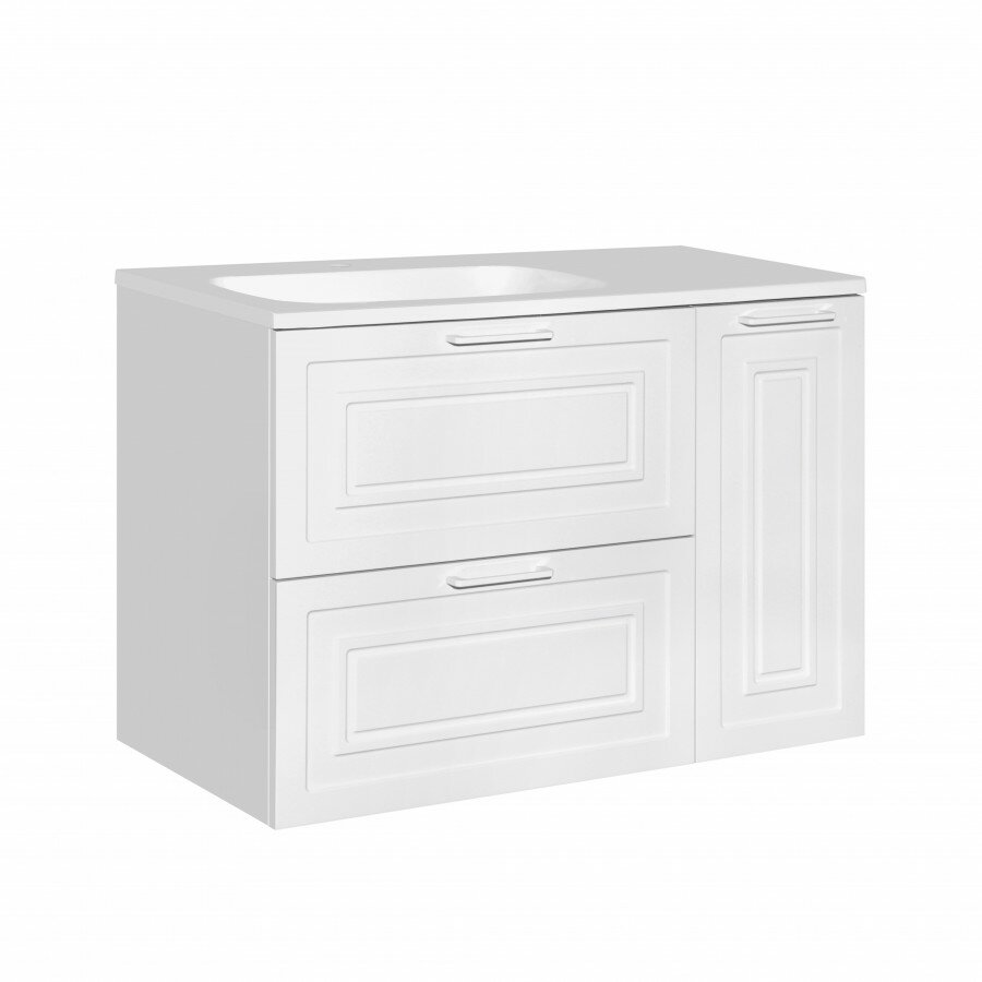 Тумба с раковиной Альба 90 L Люкс PLUS, белая