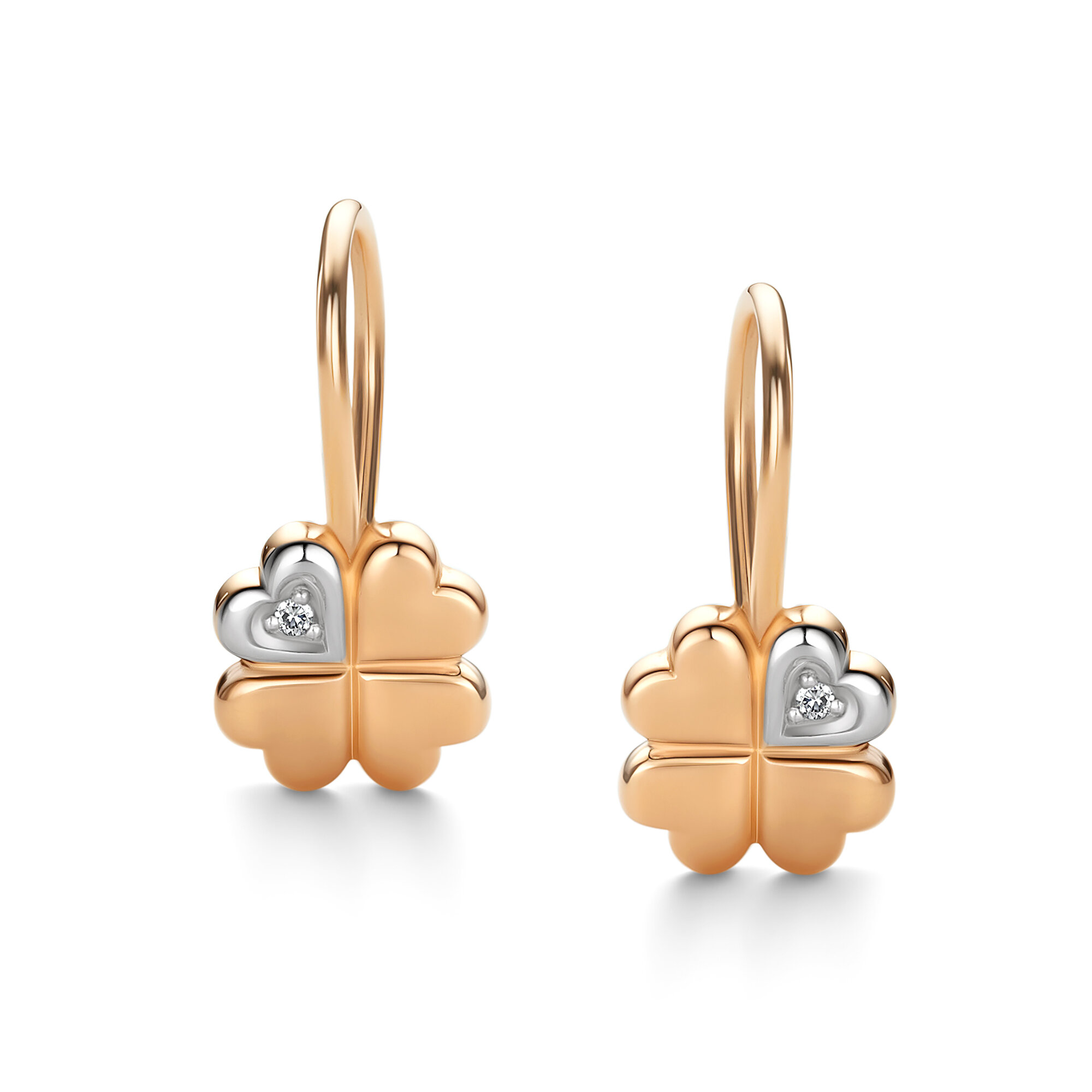 Серьги, красное золото, 585 проба, бриллиант