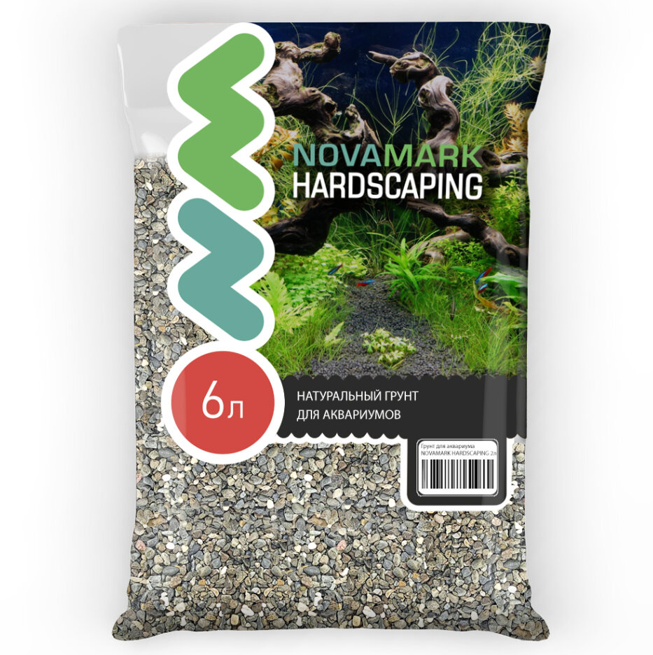 Грунт NOVAMARK HARDSCAPING Галька морская, тёмная, 3-5 мм, 6 л