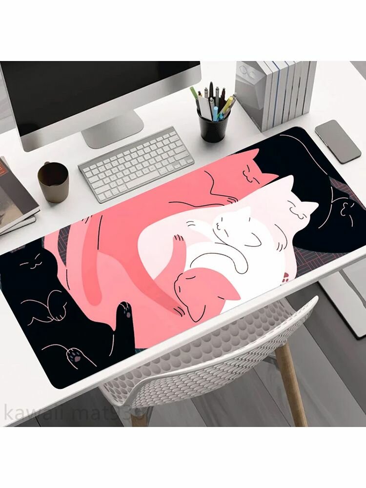 Ковер для игрового ПК CUTE CAT, с клавиатурой и ковриком для мыши, нескользящая основа