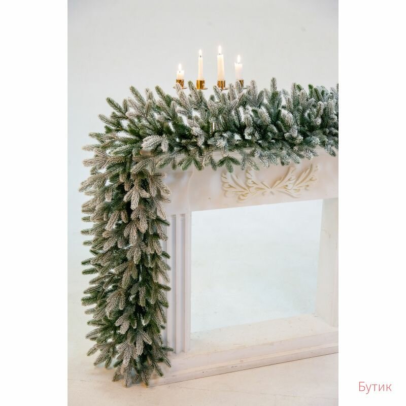 Гирлянда хвойная Новогодняя ветка еловая Фаворит заснеженная, литая 240 см
