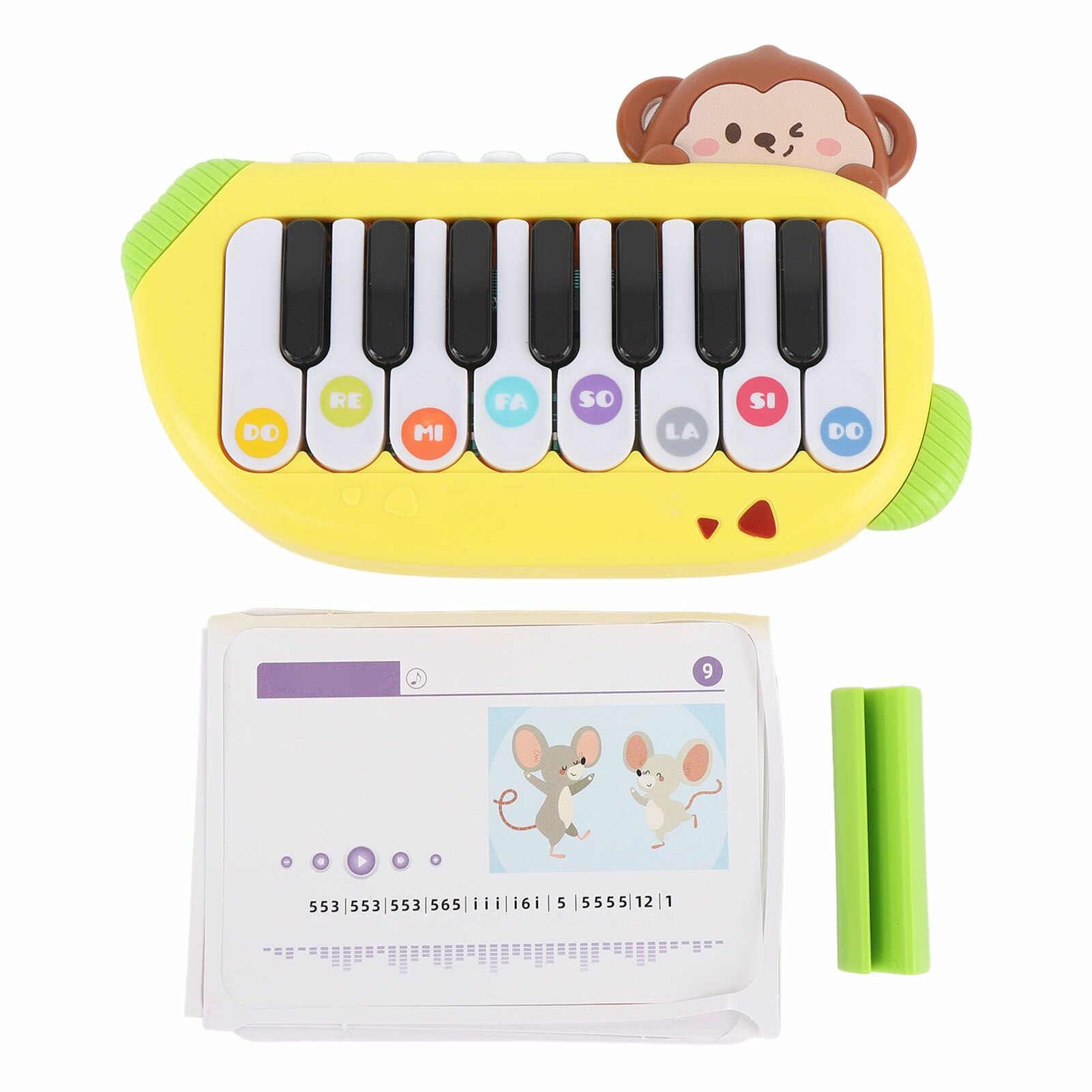 Детское электронное мини-пианино, карманное, многофункциональное, желтое.