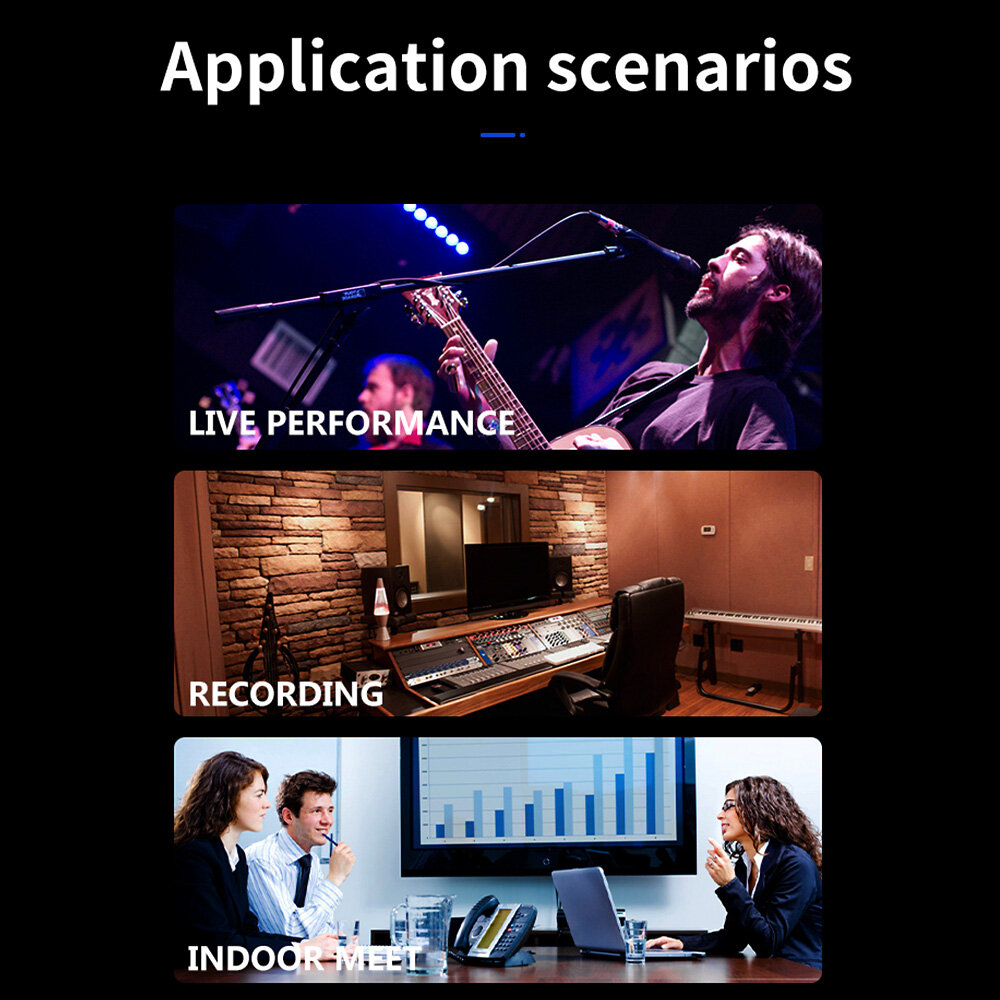 Беспроводная передающая система с микрофоном: 30 метров, встроенный аккумулятор, поддержка динамических и конденсаторных микрофонов