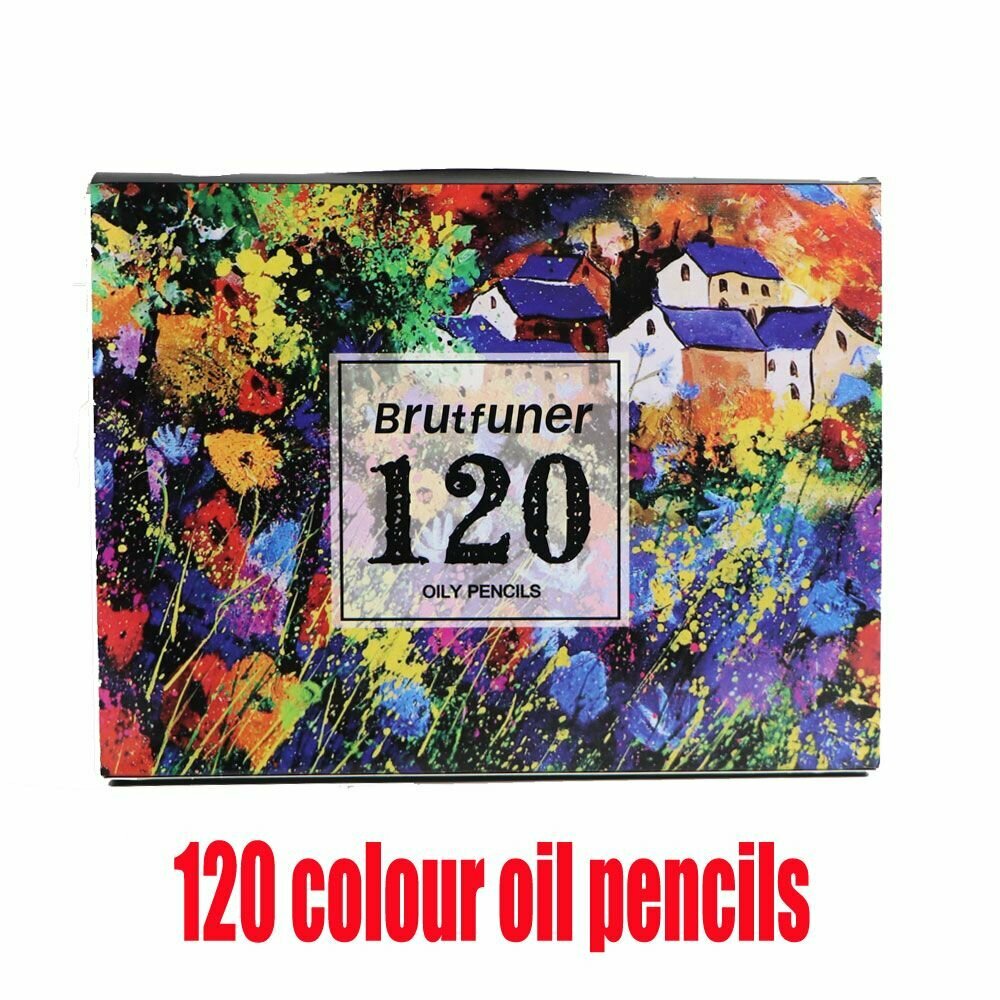 Карандаш масляный Brutfuner 48/72/120/160/180/260 цветной, канцтовары для студенческого художественного рисования, необработанное дерево, грифель водорастворимый