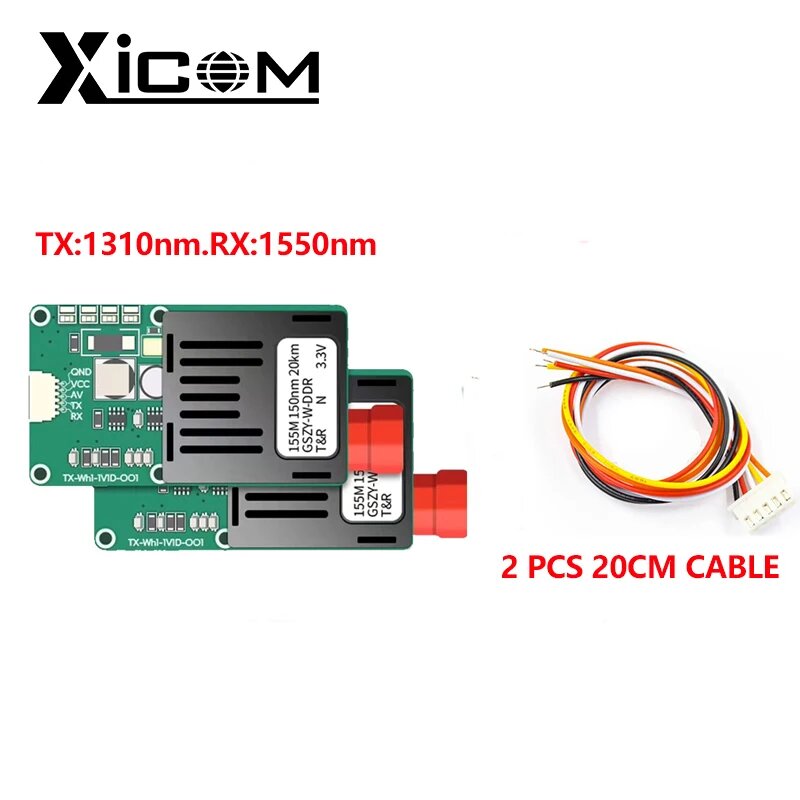 Оптоволоконный преобразователь XICOM, одномодовый, FC/UPC, 1 канал, 0-20 км Tx1310nmRx1550nm