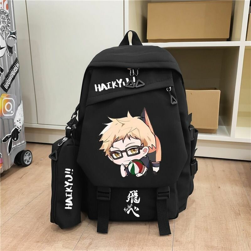 43 x 30 x 14 cm, Черная, Рюкзак, волейбол аниме, Haikyuu, Haiky