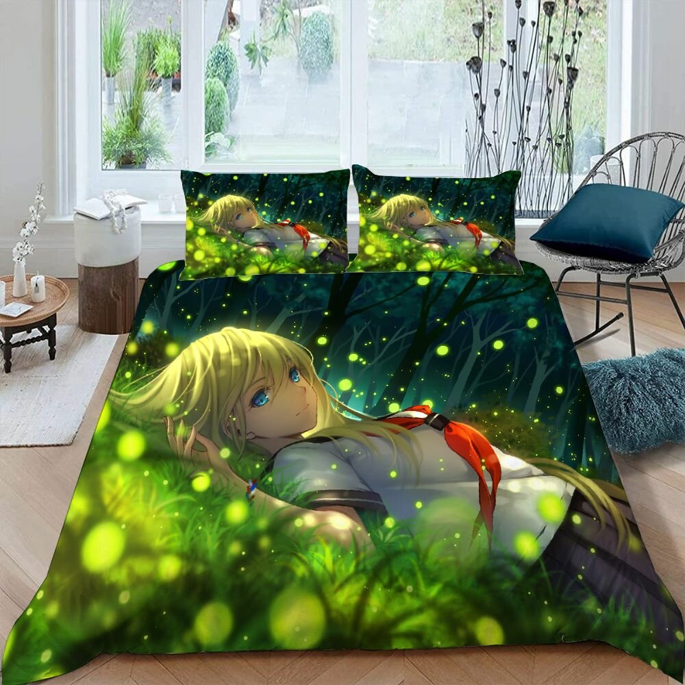 Постельное белье 1,5 спальное / 2-х , Пододеяльник, Аниме девушка