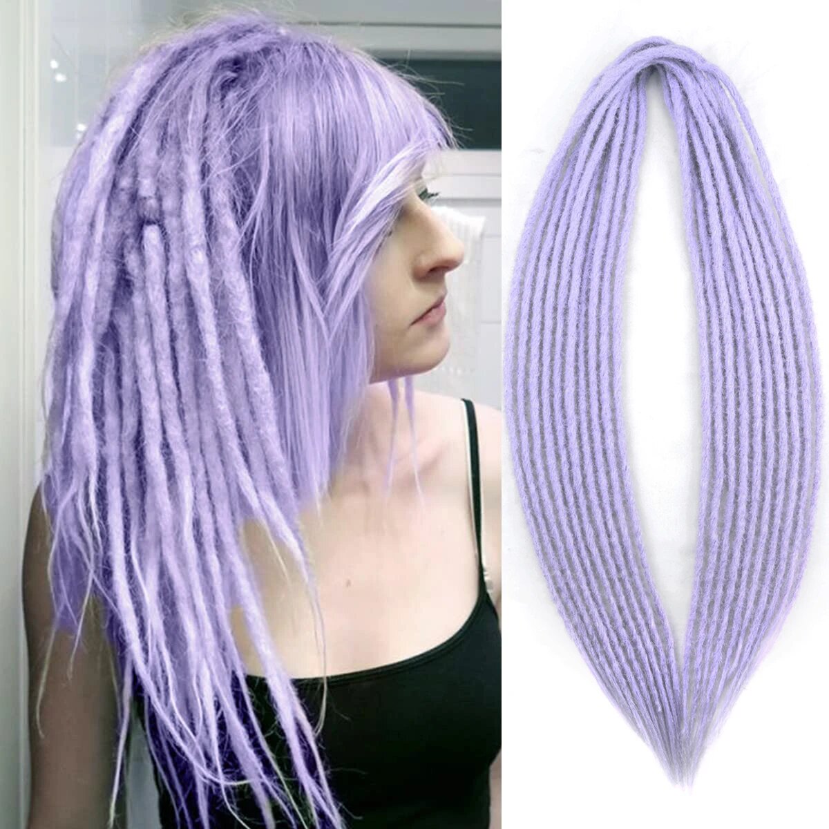 Лиловые дреды из синтетики 24 дюйма, 5 прядей, ZB PURPLE