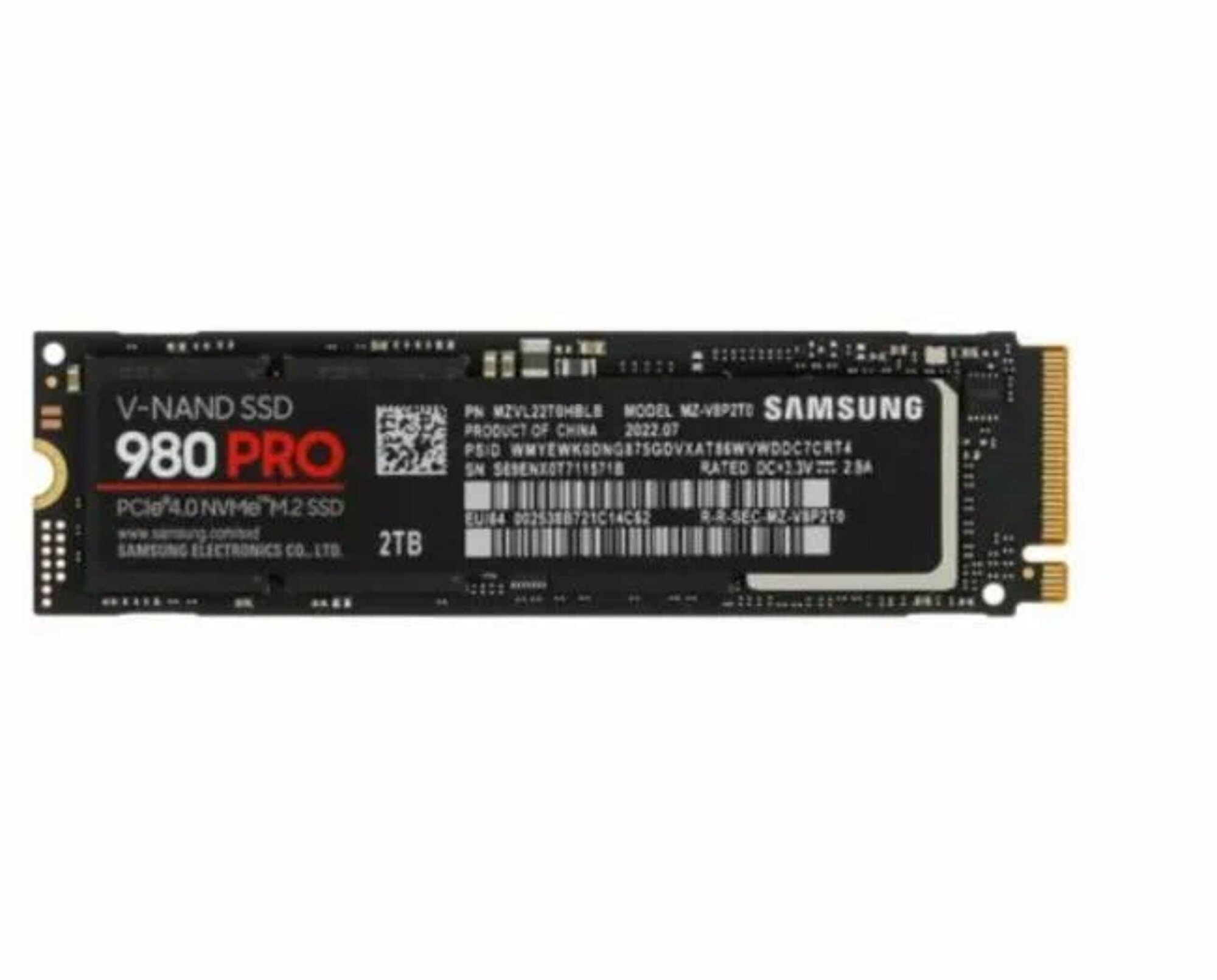 SSD накопитель Samsung 990 Pro MZ-V9P2T0BW 2ТБ, M.2 2280, PCIe 4.0 x4, NVMe, M.2