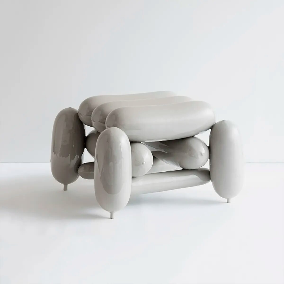 Табурет дизайнерский из стекловолокна в стиле Blowing stool (низкий 50*40*42 серый)