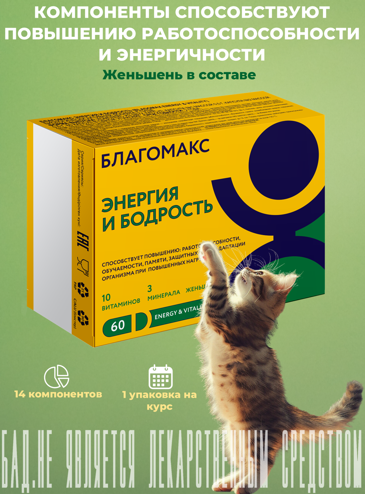 Благомакс Энергия и Бодрость (BLAGOMAX ENERGY & VITALITY) 0,5г №60