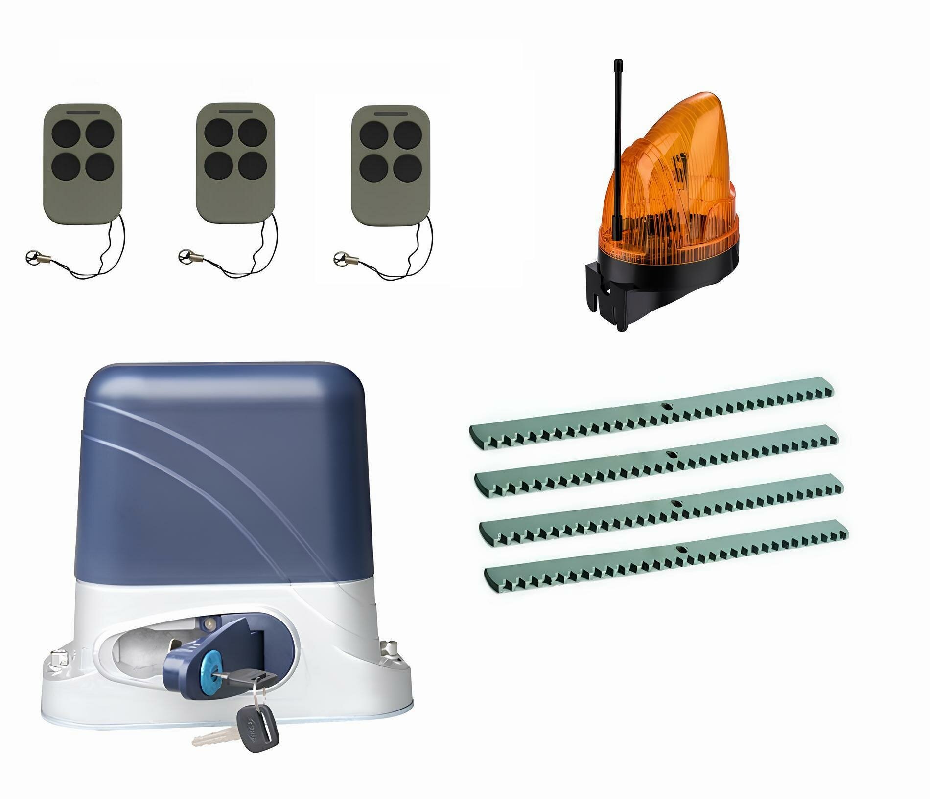 Автоматика для откатных ворот KSL-800 KIT-L1K4-Т3, комплект: привод, 3 пульта, лампа, 4 рейки