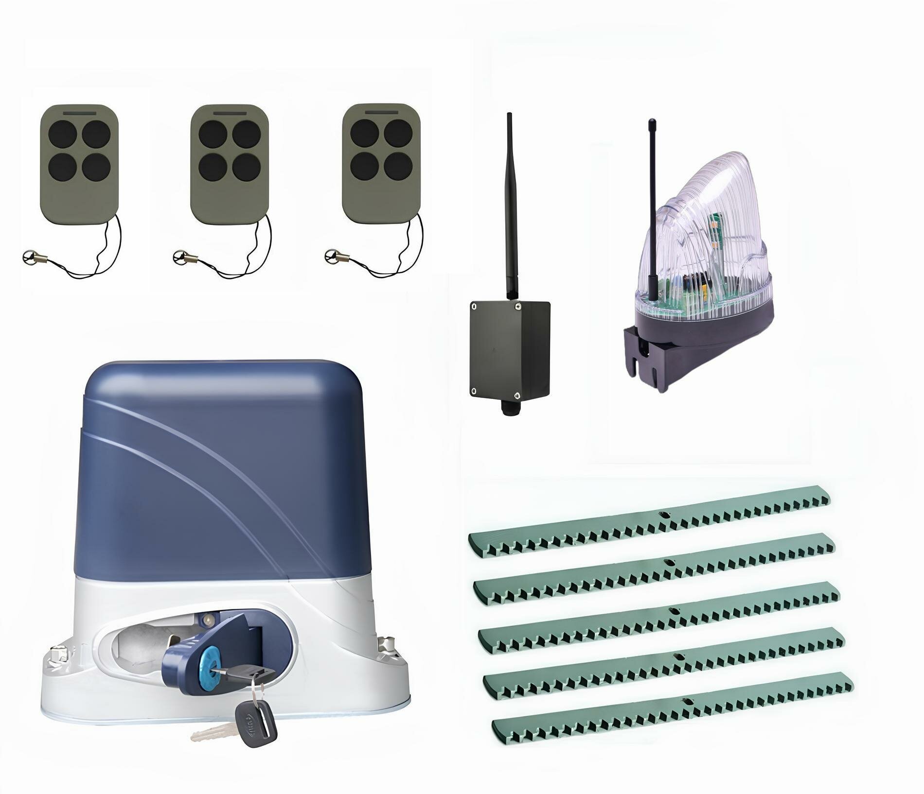 Автоматика для откатных ворот KSL-800 KIT-L5K5-BT-Т3, комплект: привод, 3 пульта, Bluetooth-модуль, лампа, 5 реек