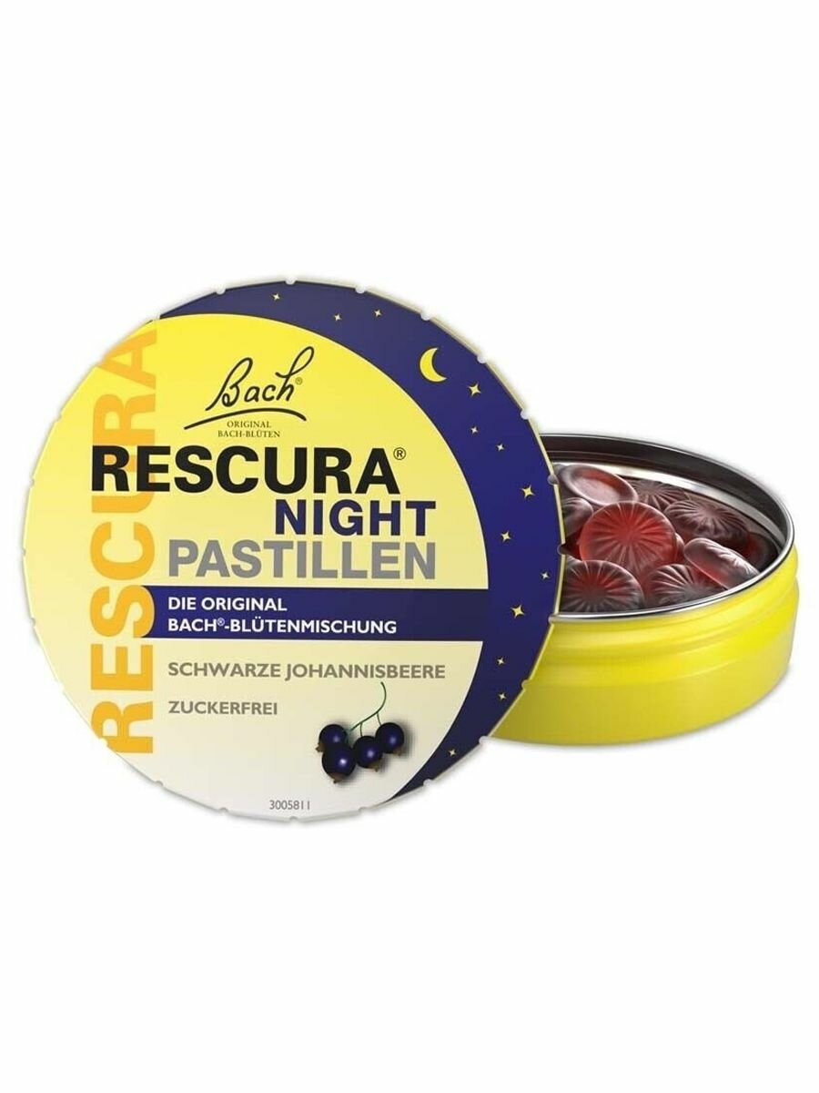 Леденцы для снятия стресса и бессоницы Bach, Rescue Remedy Night Pastillen, Natural Stress Relief,34шт