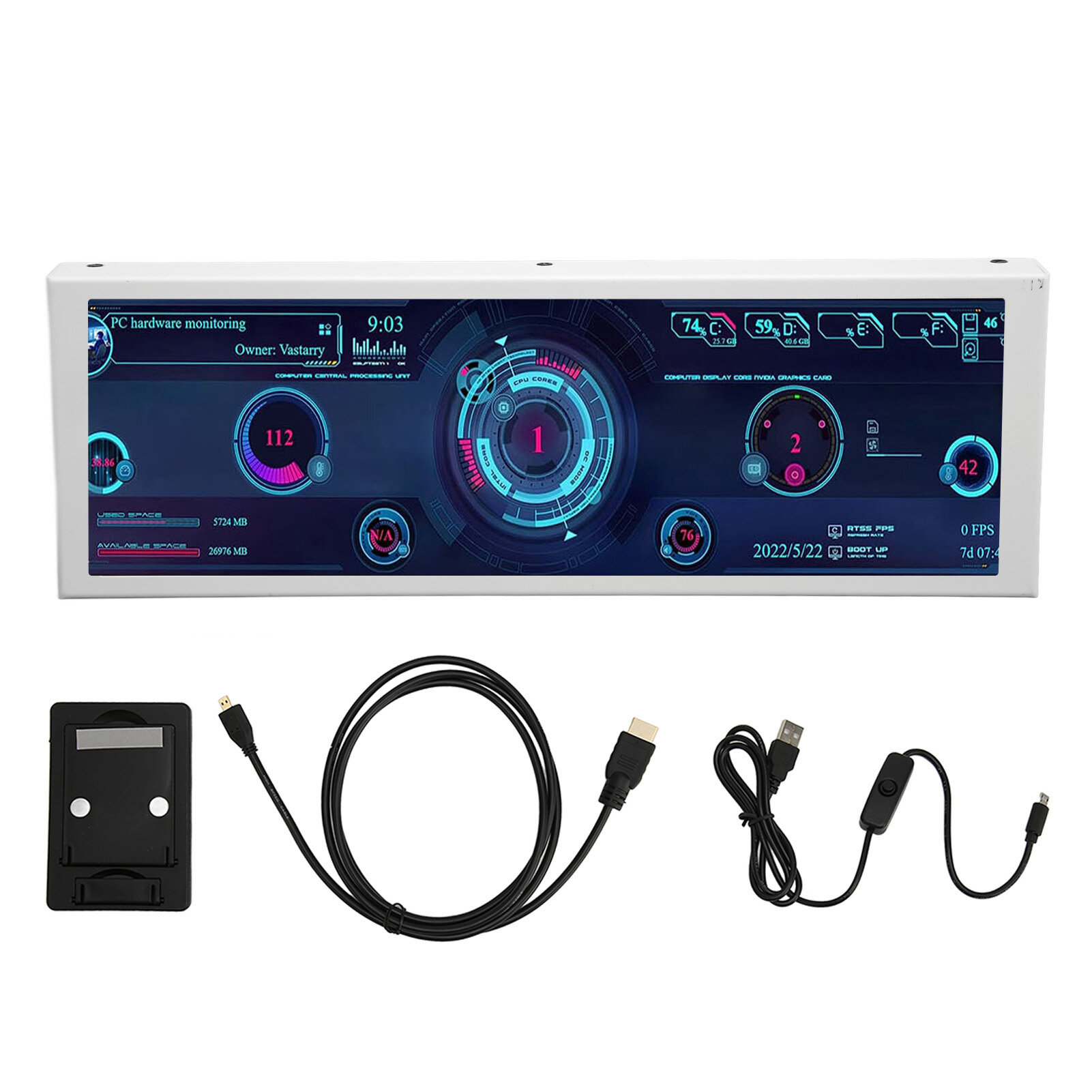 7.9IN ПК температурный монитор Metal Case IPS ЦП -процессор GPU SSD Панель монитора температуры данных для платы AIDA64