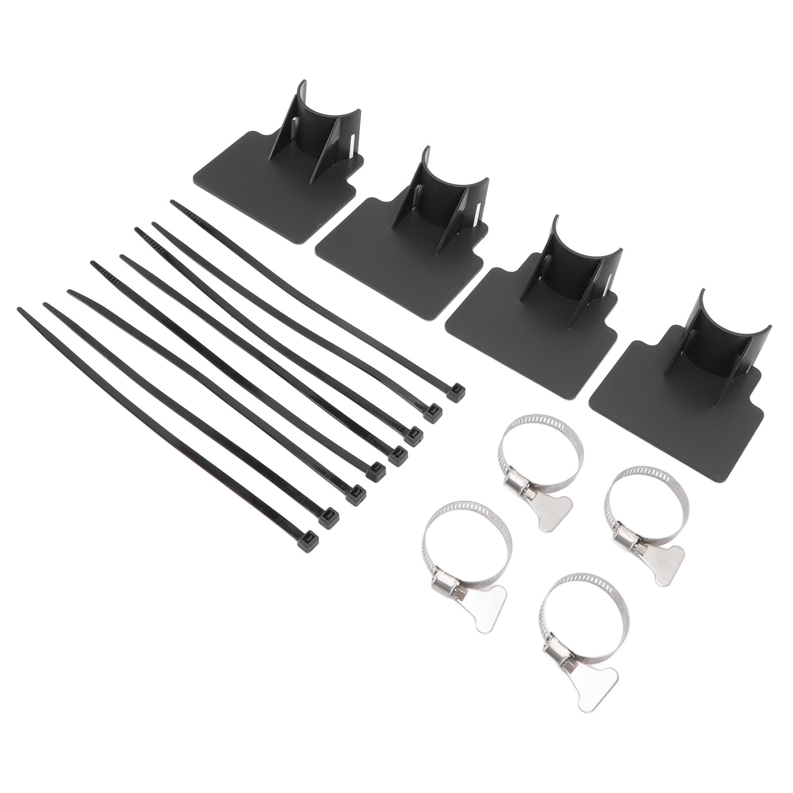 4 Наборов Крепления для Труб бассейна Предотвращение Скольжения Трубы Кабельные Шнуры Стальные Зажимы для Шлангов Крепление для Шланга бассейна Черный Размер 8x8x3.7 см Материал ABS Сталь Вес 130 г