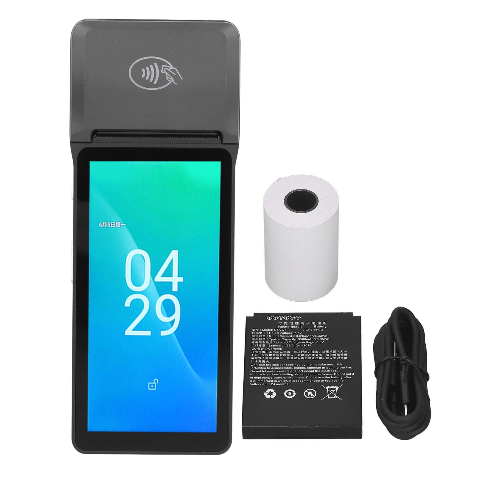 POS-терминал, принтерчеков,4G, Wi-Fi, Bluetooth, термопечать, сканирование1Dи2Dкодов, NFC, портативныймобильныйPOS-терминал.